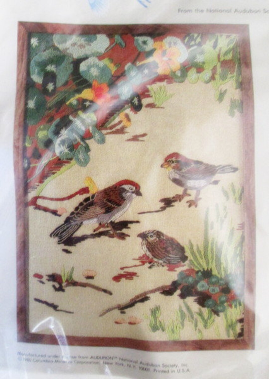 Audubon Crewel Kit Chirping Sparrows Sealed Date 1980 Columbia-minerva ...