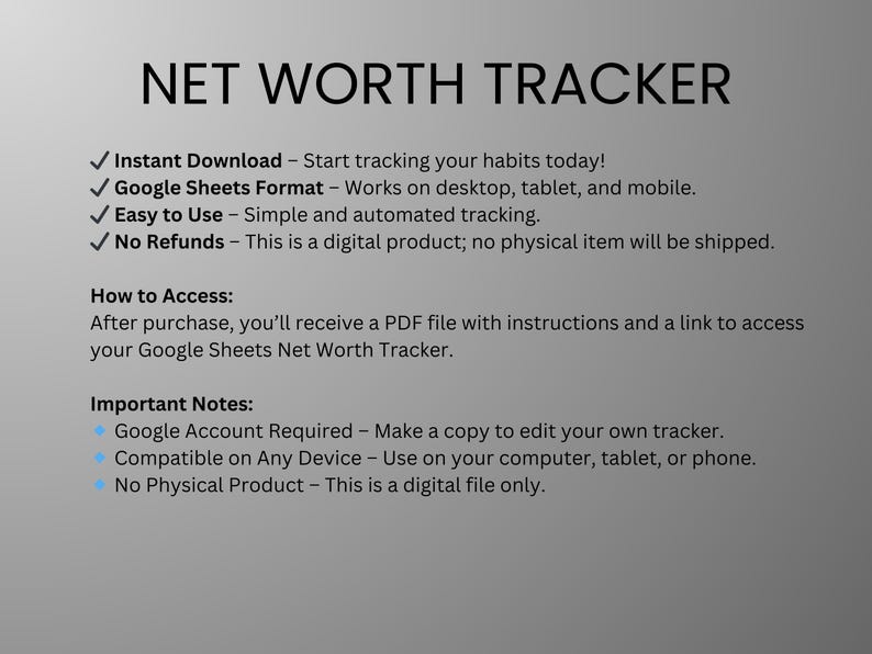 Net Worth Tracker Spreadsheet | Comprehensive Financial Dashboard ...
