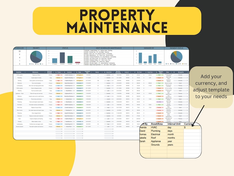Property Maintenance Tracker Spreadsheet | Landlord Repair Log ...