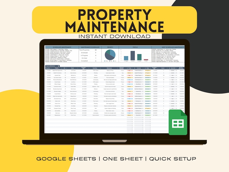 Property Maintenance Tracker Spreadsheet | Landlord Repair Log ...