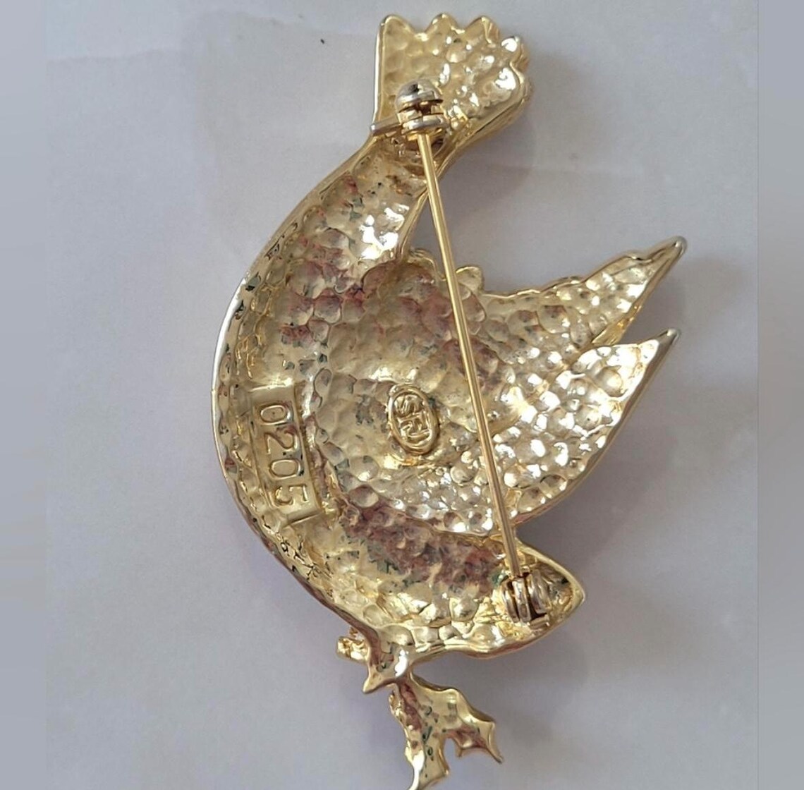 Vintage SJ Stamped Glittery Turtle Dove Christmas Holiday Santa Brooch ...