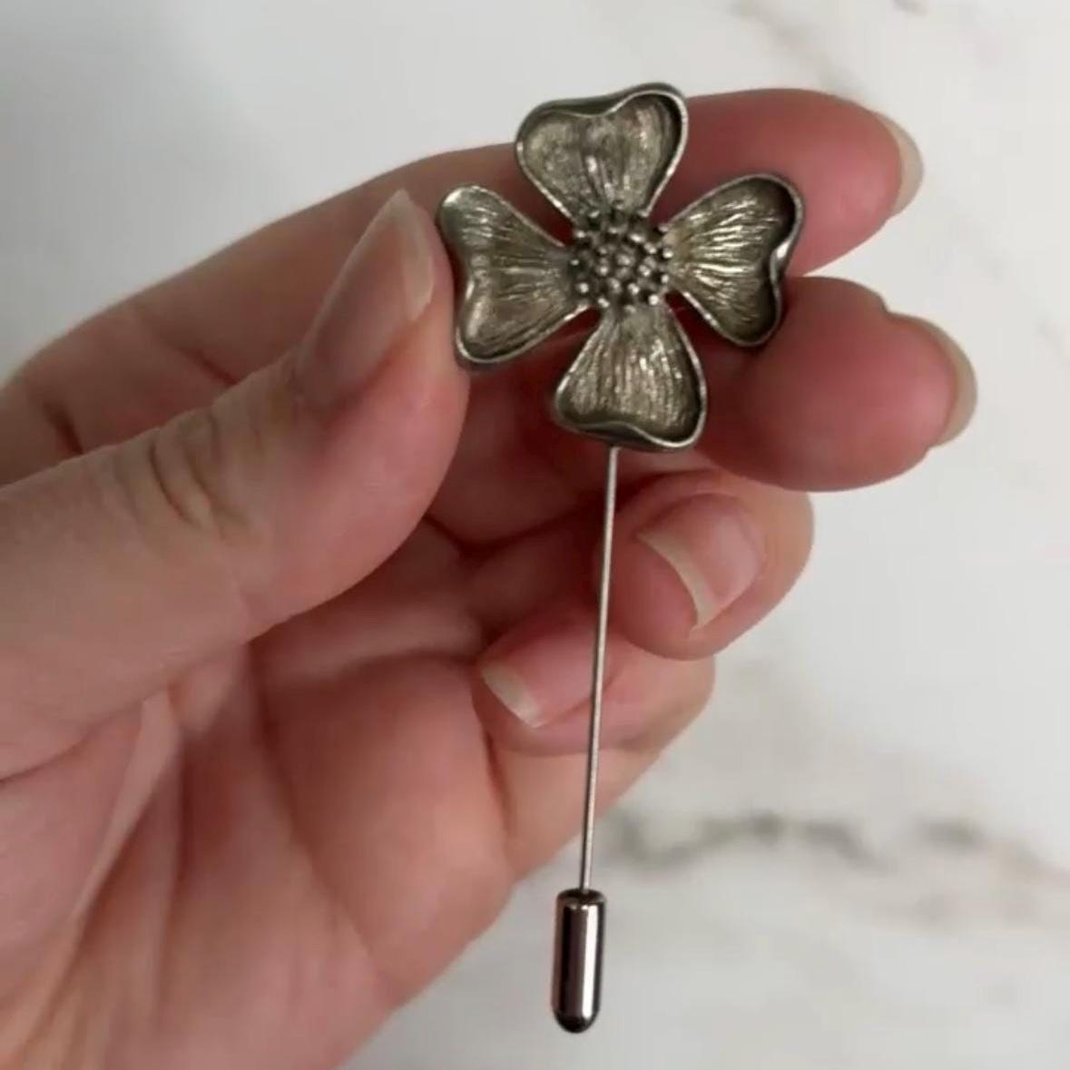 Vintage Silver Tone Four Leaf Clover Stick Hat Pin - Etsy