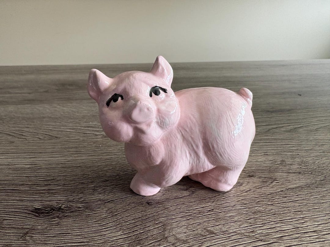 Vintage Pink Ceramic Pig Figurine - Etsy