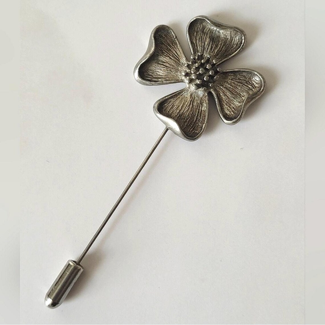 Vintage Silver Tone Four Leaf Clover Stick Hat Pin - Etsy