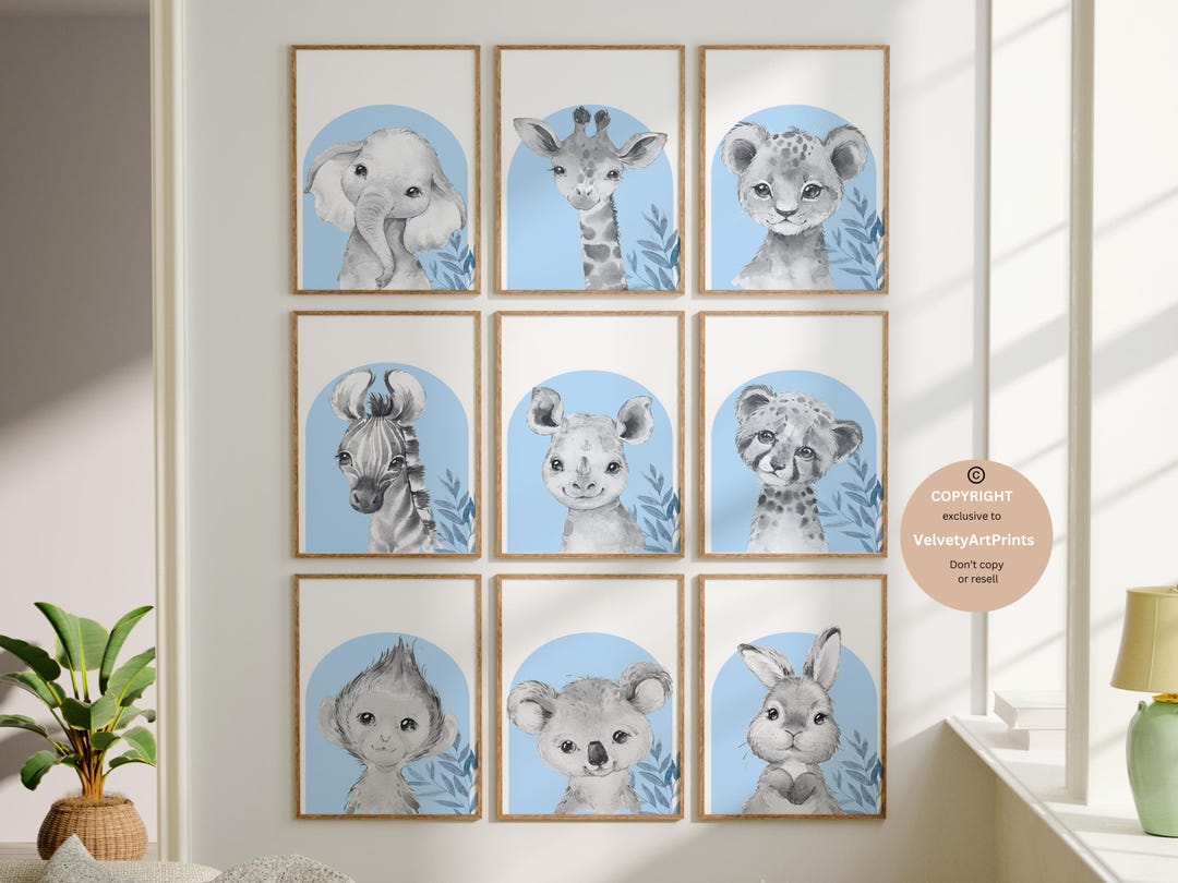 Safari Animal Prints, Safari Nursery Decor, Safari Nursery Prints, Set ...