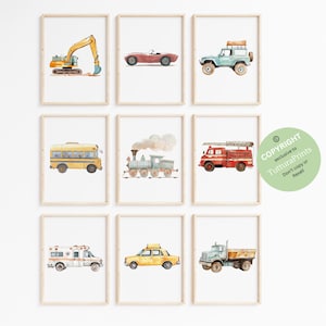 Transport Vehicle Prints, Construction Vehicle Prints, Boy Room Wall ...