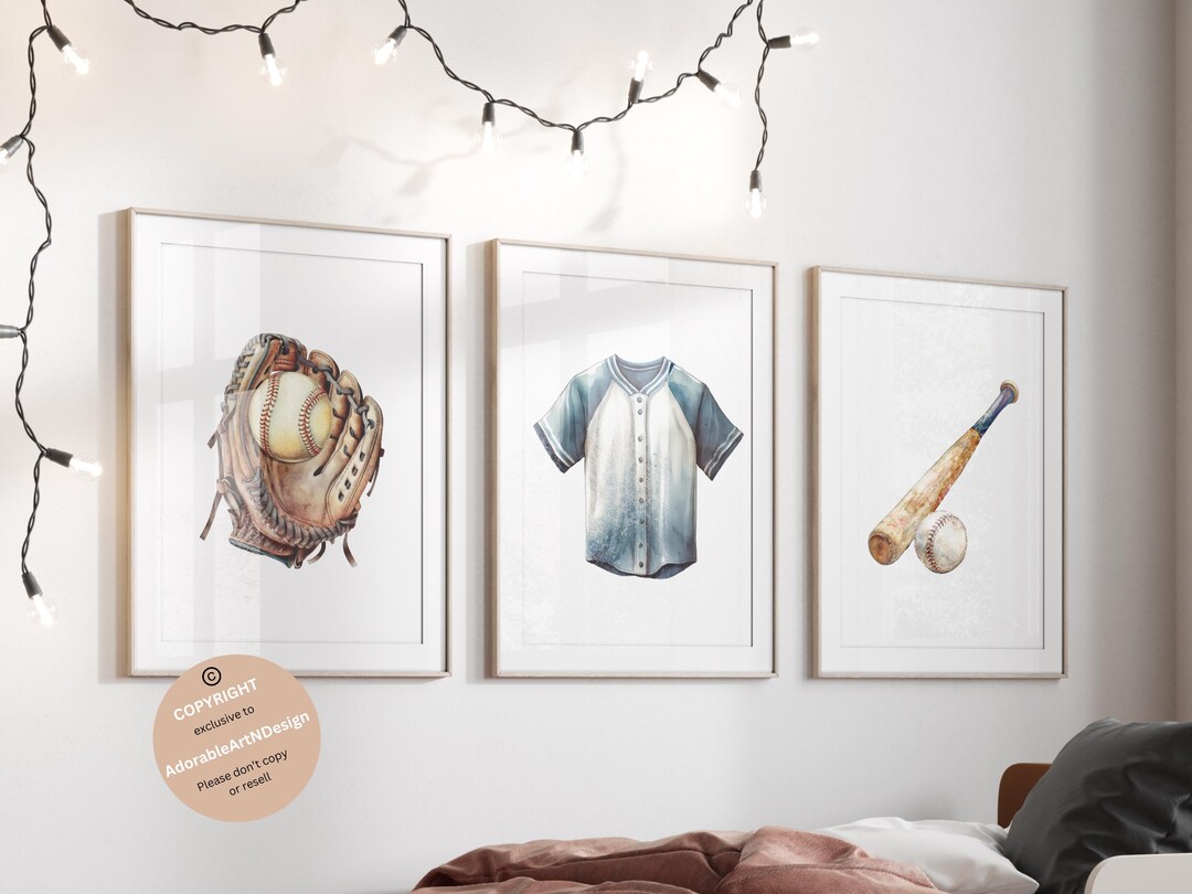 Baseball Wall Art Boy Print Set of 3 Wall Prints Decor Boys Room Decor ...