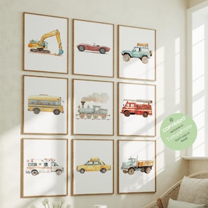 Transport Vehicle Prints, Construction Vehicle Prints, Boy Room Wall ...