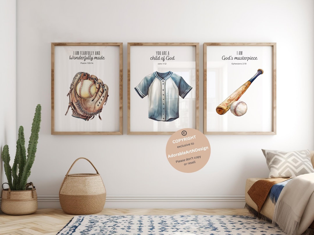 Baseball Wall Art Boy Print Set of 3 Wall Prints Decor Boys Room Decor ...
