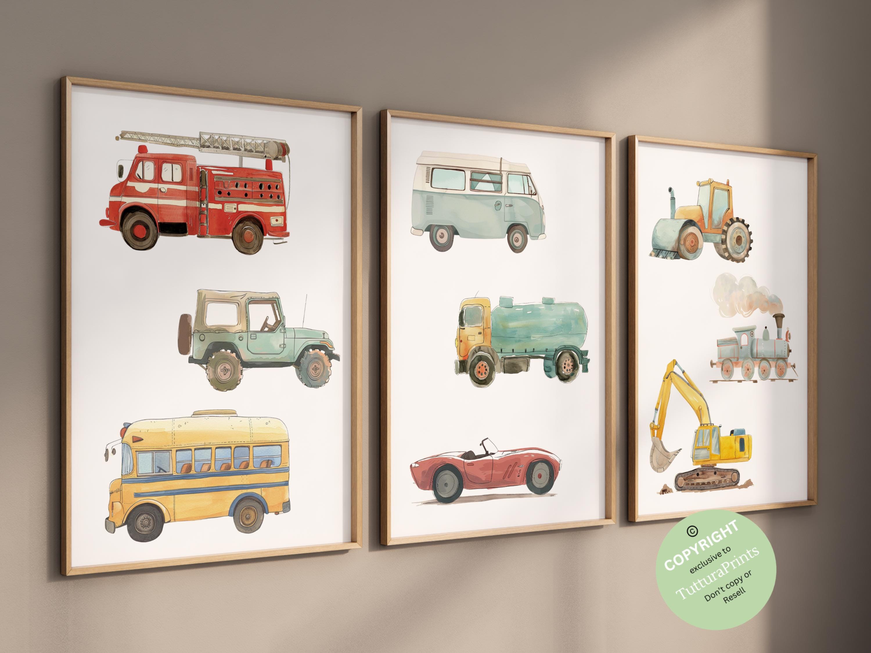 Transport Vehicle Prints, Construction Vehicle Prints, Boy Room Wall ...