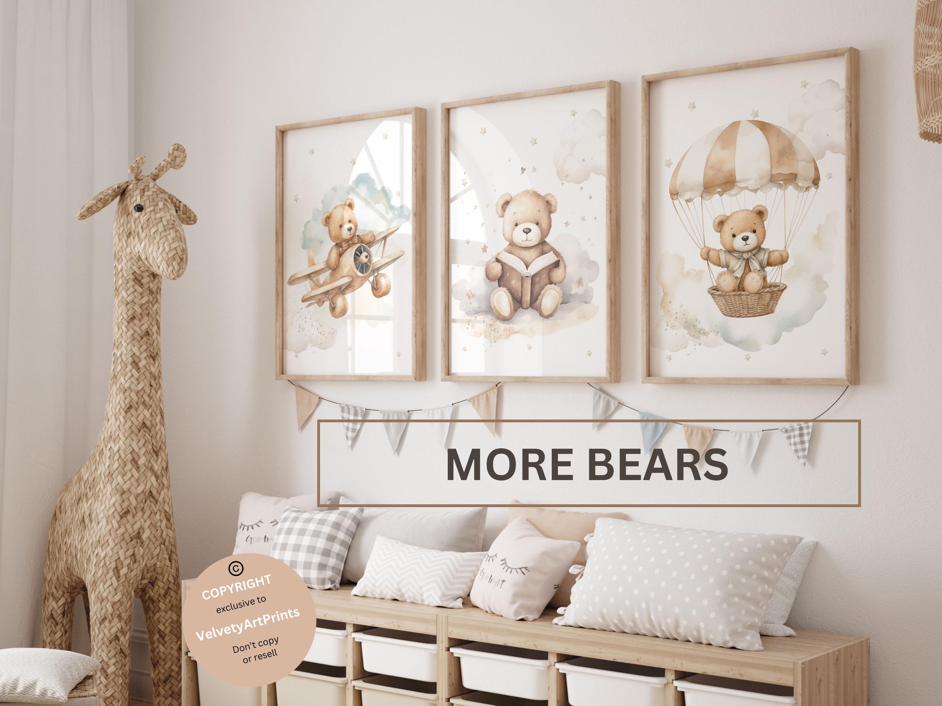 Set of 3 Teddy Bear Nursery Wall Art Print| Bear Nursery Decor| Bear ...