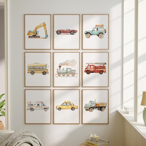 Transport Vehicle Prints, Construction Vehicle Prints, Boy Room Wall ...