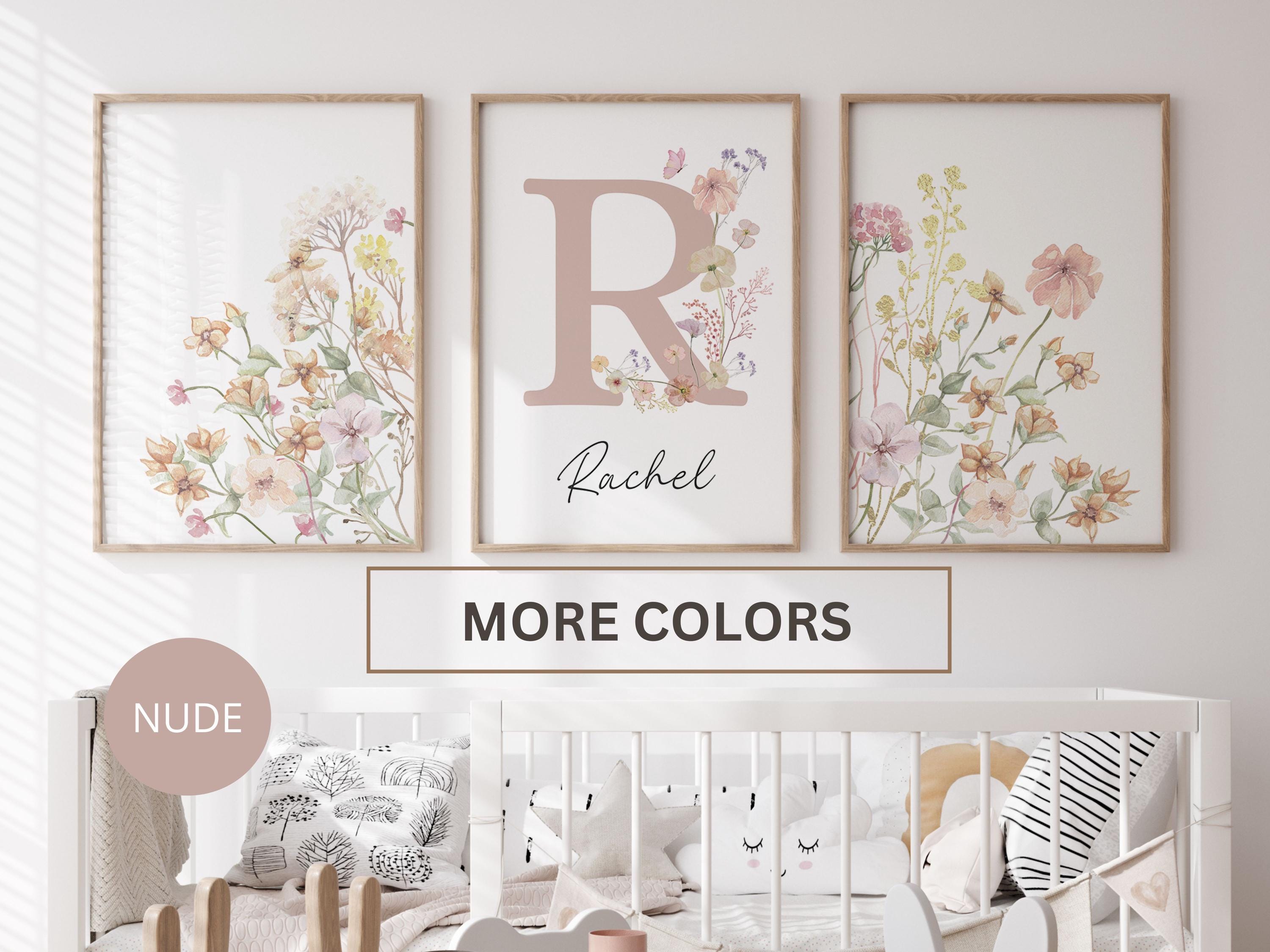 Boho Nursery Wall Art, Wildflower Nursery Decor, Floral Nursery Art ...