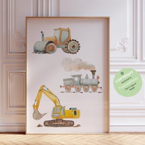 Transport Vehicle Prints, Construction Vehicle Prints, Boy Room Wall ...