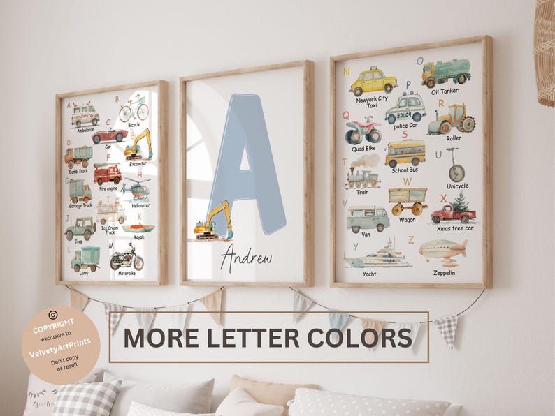 Transport Vehicle Alphabet, Transport Alphabet Print, Personalized Name ...