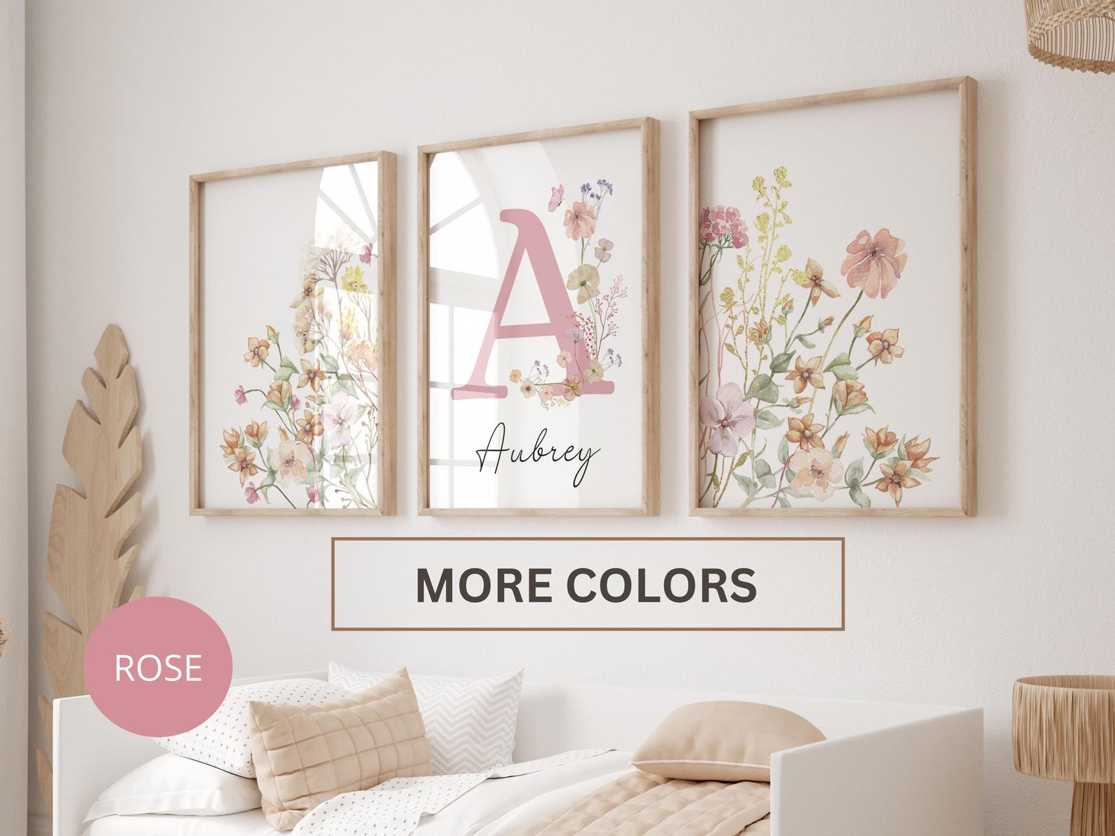 Boho Nursery Wall Art, Wildflower Nursery Decor, Floral Nursery Art ...