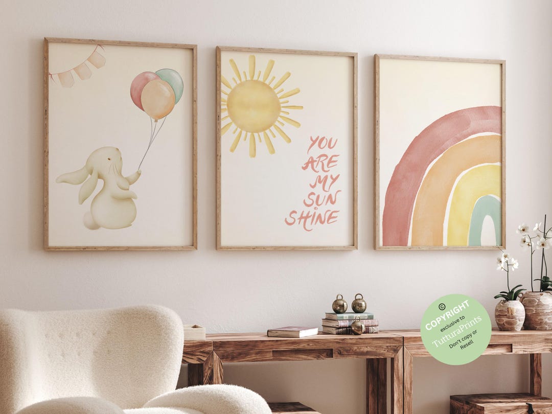 Rainbow Wall Art, Boho Nursery Wall Art, Girl Nursery Wall Art, Rainbow ...