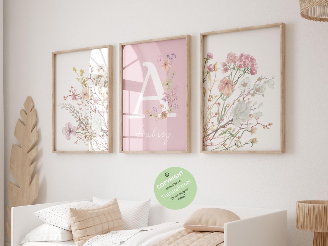 Boho Nursery Wall Art, Wildflower Nursery Decor, Floral Nursery Art ...