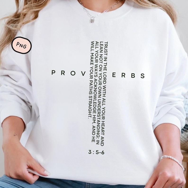 Proverbs 3:5-6 Bible Verse Png Svg | Church Print for T Shirt Cross ...