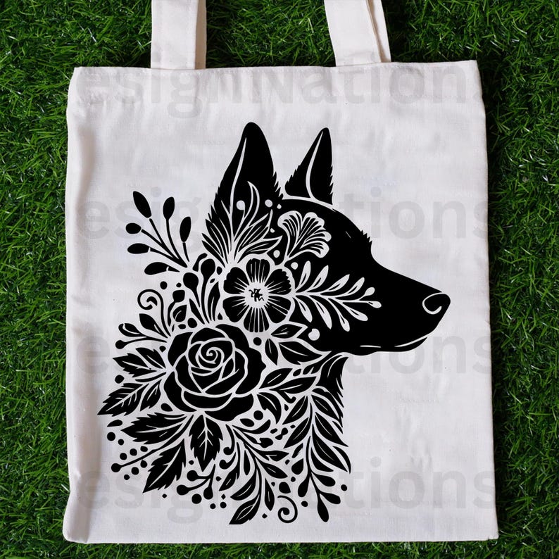 Floral Dog SVG, Floral Animal, Floral Dog Silhouette Svg, Wildflower ...