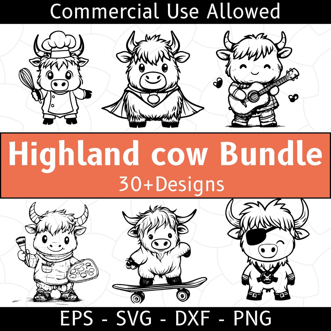 Highland Cow Svg Bundle, Baby Cow Svg, Cute Highland Cow Clipart, Svg ...