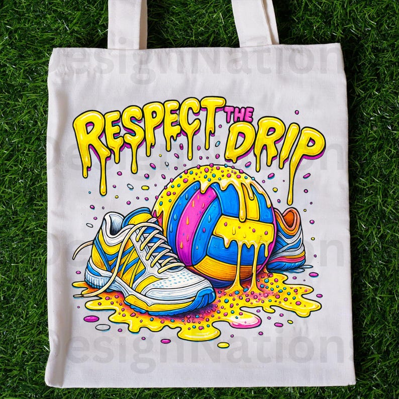 Respect the Drip Volleyball PNG | Colorful Volleyball Sublimation ...