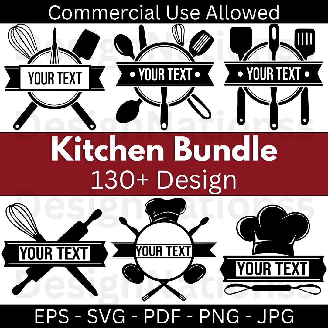 Kitchen Svg Bundle, Monogram SVG, Split Monogram Svg, Baking Monogram ...