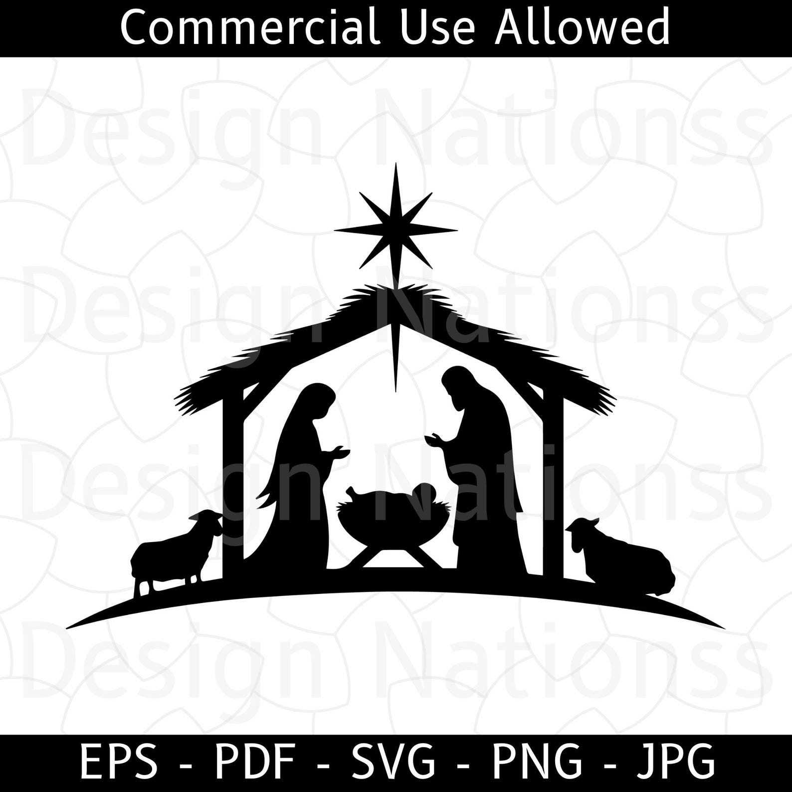 Nativity Scene SVG PNG PDF, Christian Clipart, Nativity Svg, Holiday ...