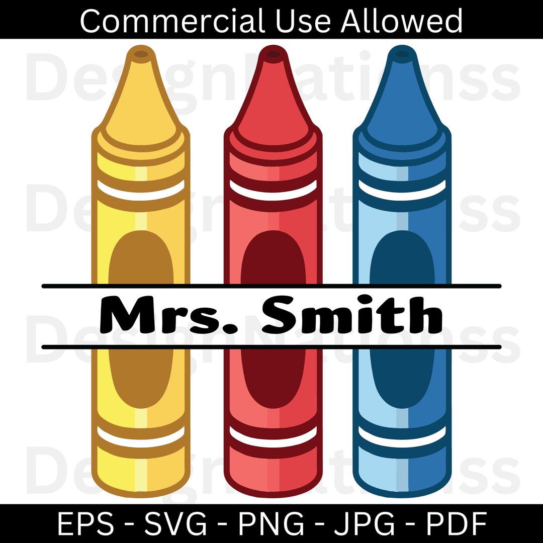 Crayon Split Monogram SVG, School Kindergarten Svg, Teacher Crayon Name ...