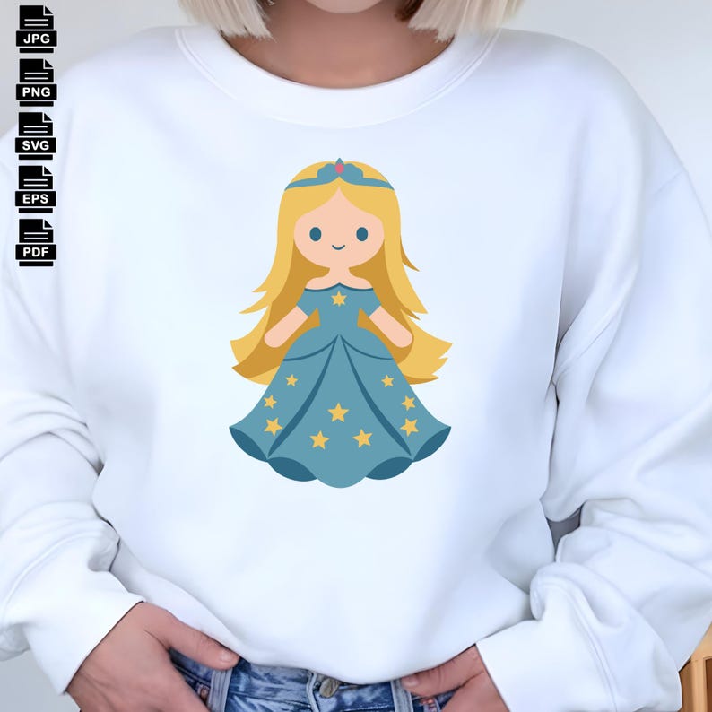 Cute Princess SVG, Adorable Little Girl PNG, Animated Character SVG ...