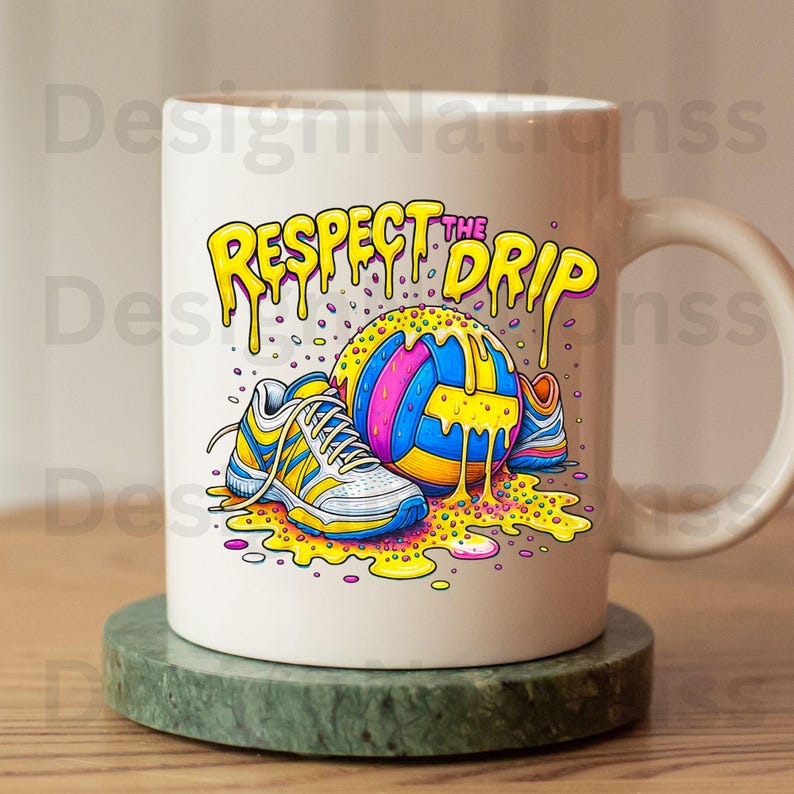 Respect the Drip Volleyball PNG | Colorful Volleyball Sublimation ...
