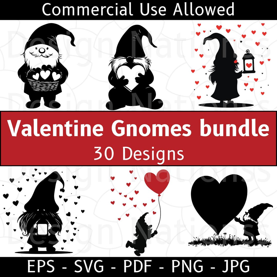Valentine Gnomes SVG Bundle, Happy Valentine's Day Svg, Valentine ...