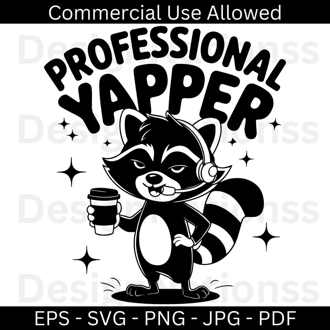 Professional Yapper SVG | Funny Raccoon | Customer Service Humor | Work ...