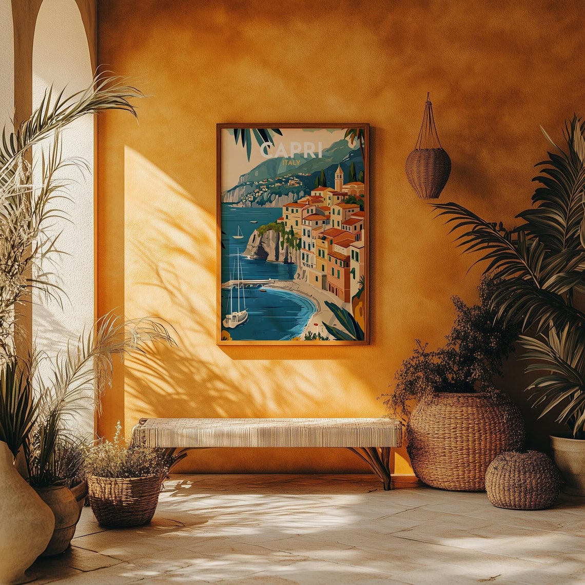 Vintage Italy Travel Poster, Retro Wall Art, Capri Italy Decor Print ...