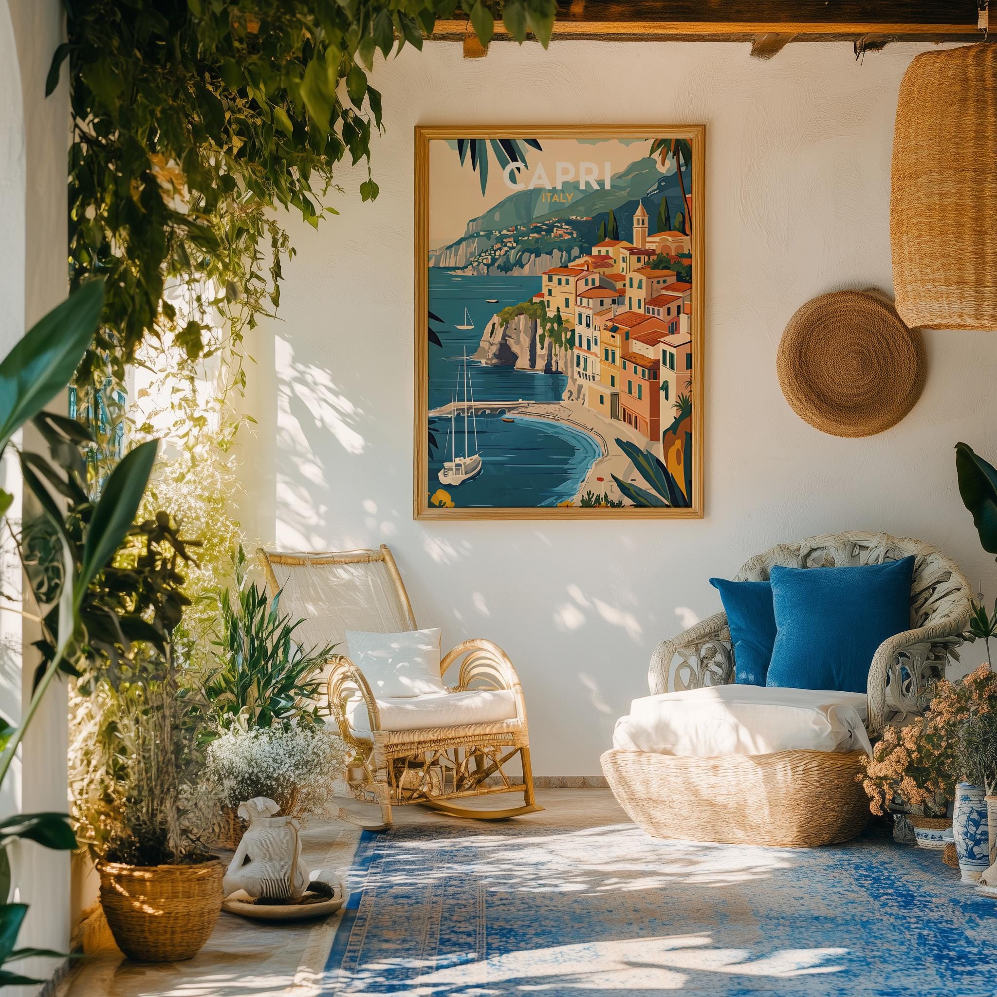 Vintage Italy Travel Poster, Retro Wall Art, Capri Italy Decor Print ...