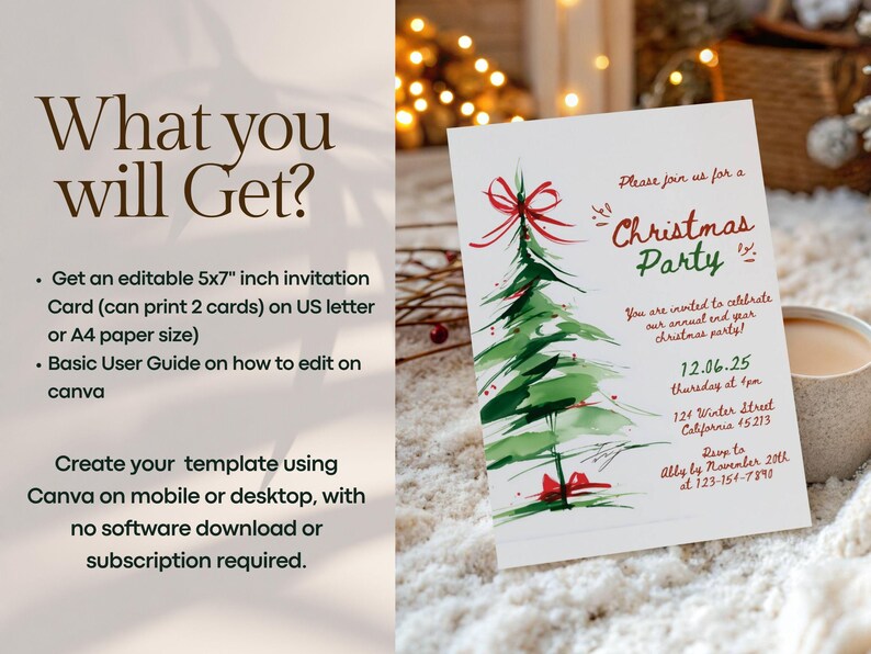 Editable Christmas Party Invitation Holiday Work Party Invitation ...