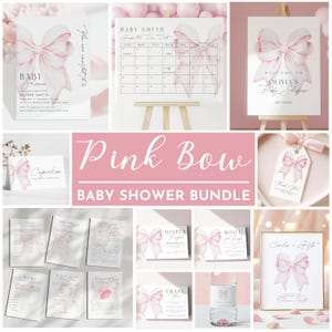 Pink Bow Baby Shower BUNDLE Editable Template Baby Girl Baby Shower ...
