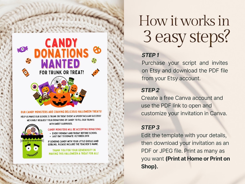 Candy Donation Flyer Template for Trunk or Treat Halloween Candy Trick ...