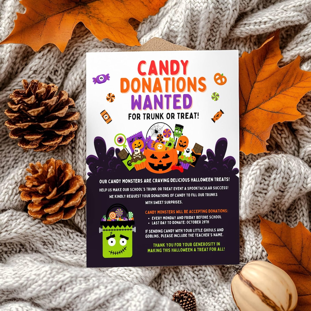 Editable Candy Donation Flyer Template for Trunk or Treat Halloween ...