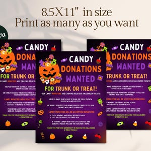 Candy Donation Flyer Template for Kids Halloween Party Trunk or Treat ...