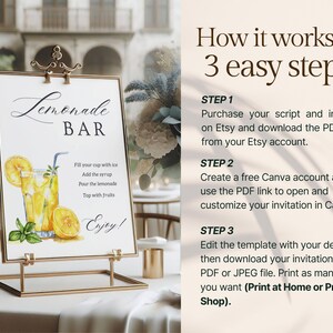 Lemonade Bar Sign Template Lemonade Bar Mocktail Print Signature Drink ...