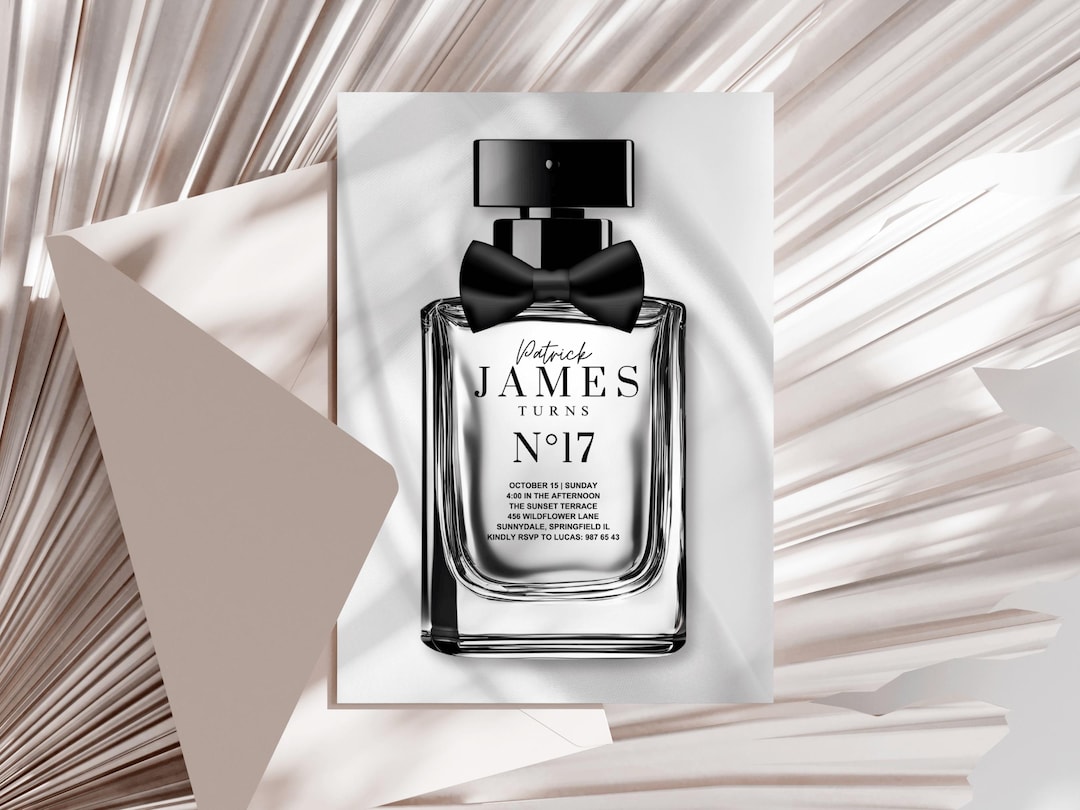 Designer Perfume Birthday Invitation for Men Birthday Luxury Perfume ...