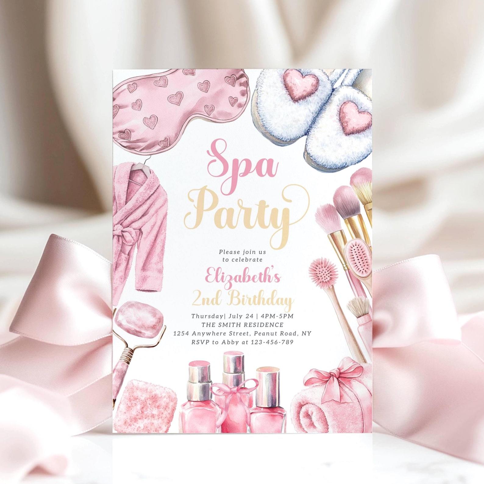Editable Spa Birthday Party Invitation Little Girl Spa Birthday Invite ...