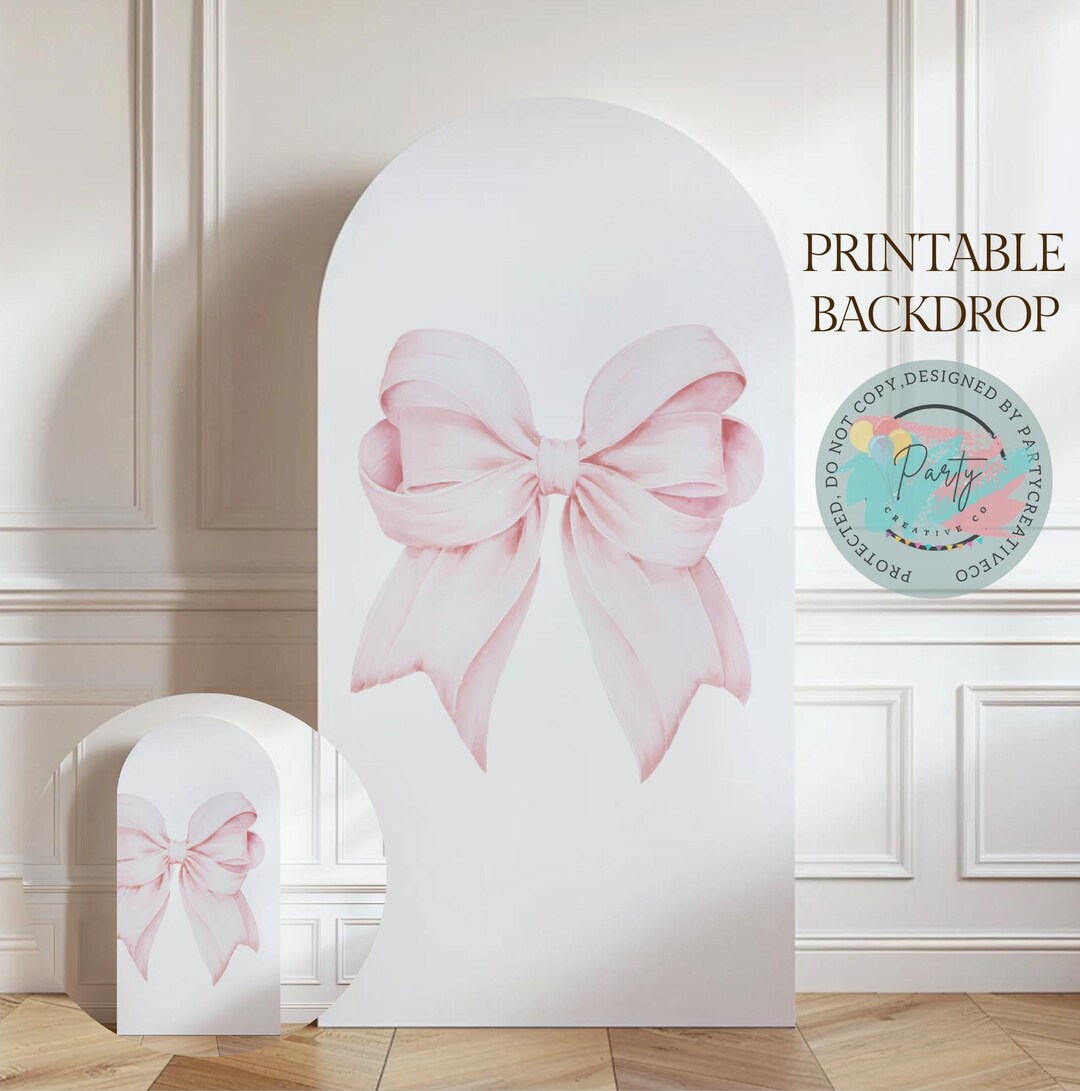 Pink Bow Balloon Backdrop Printable DIY Backdrop Balloon Arch Template ...
