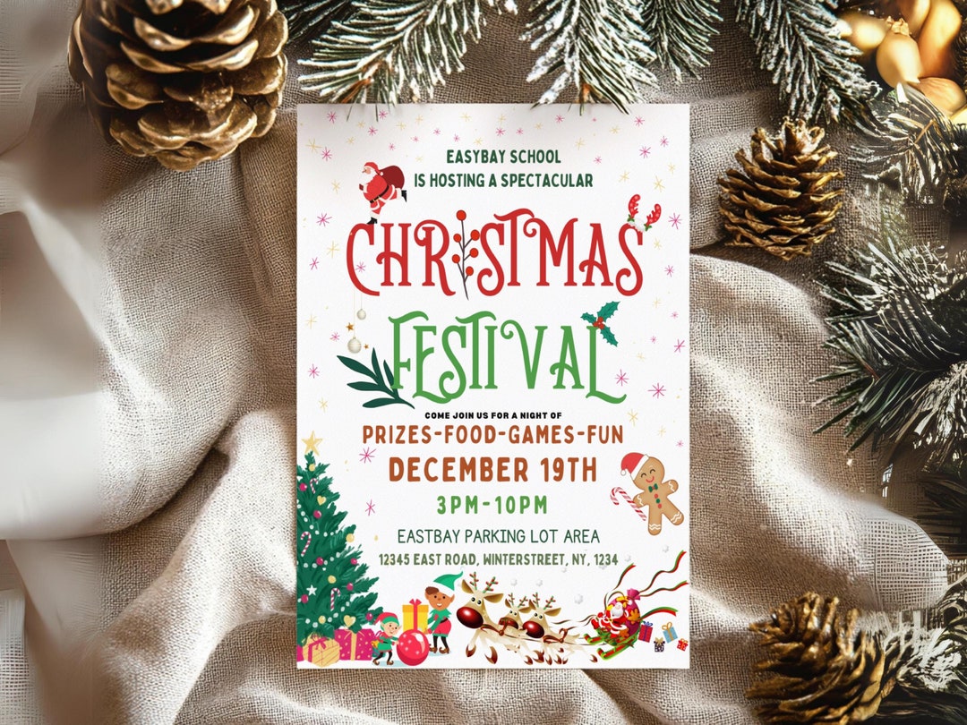 Christmas Festival Flyer DIY Template Design Holiday Festive Flyer ...