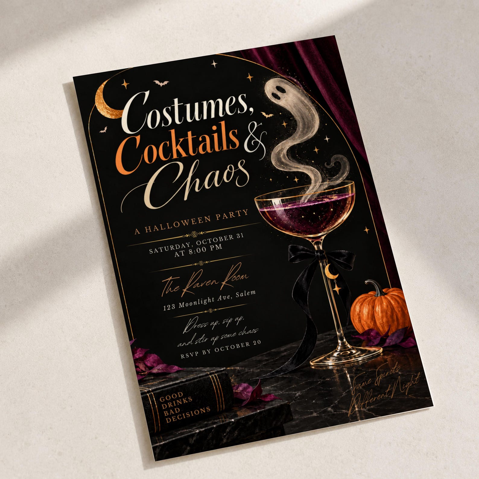 Halloween Cocktail Party Invite | Adult Costumes Cocktails & Chaos ...