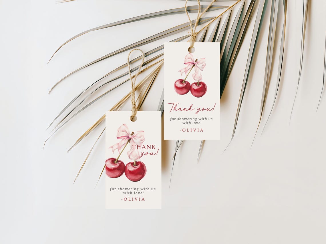 Cherry on Top Baby Shower Favor Tag Editable Template Thank You Tag Red ...