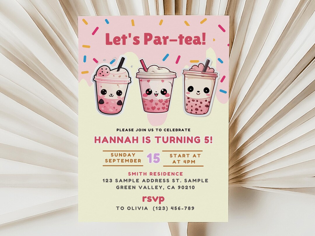 Editable Boba Tea Birthday Invitation Template for Boba Birthday Party ...