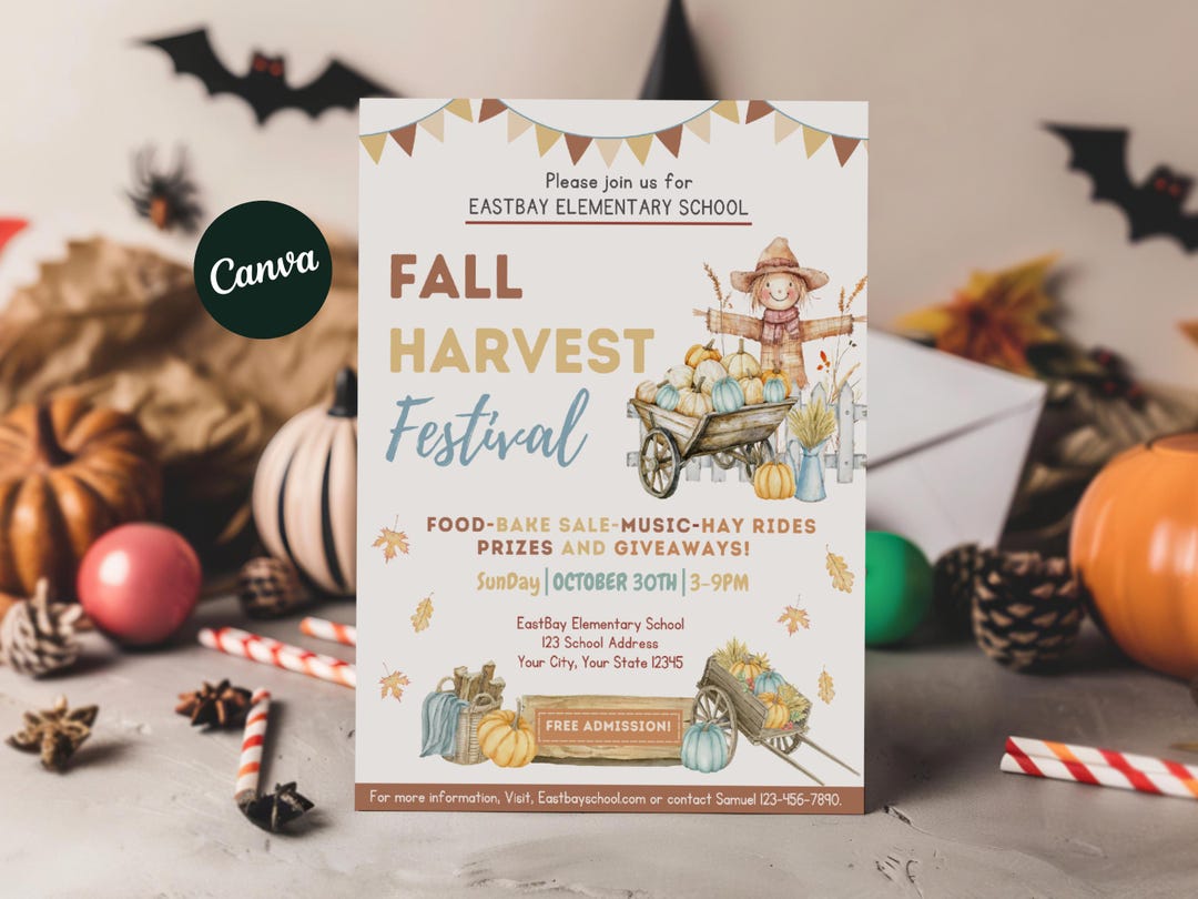 Editable Fall Festival Flyer Template for School Community Church Event ...
