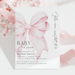 Pink Bow Baby Shower BUNDLE Editable Template Baby Girl Baby Shower ...